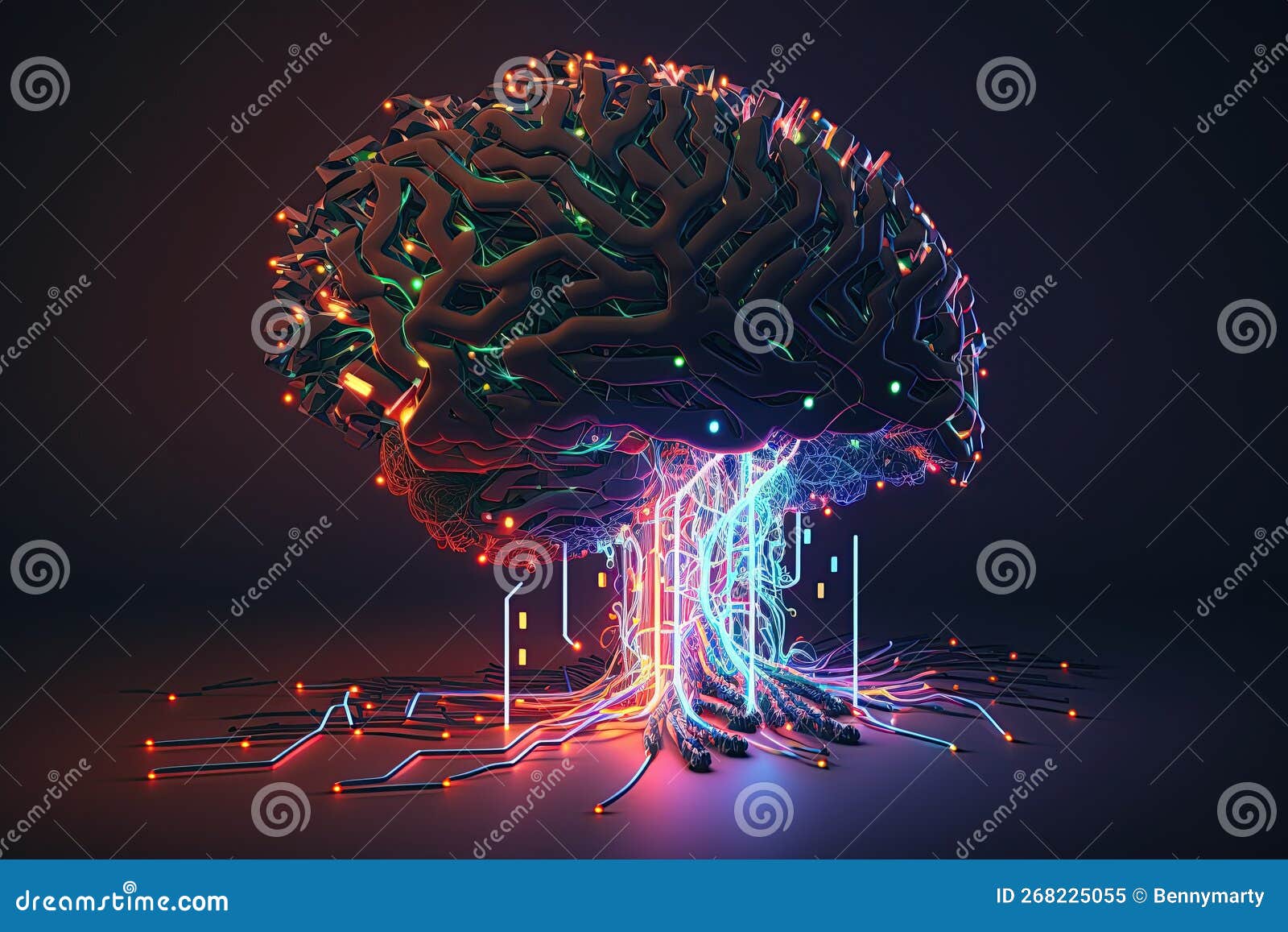 Neural Network of Electronic Brain Stock Illustration - Illustration of ...