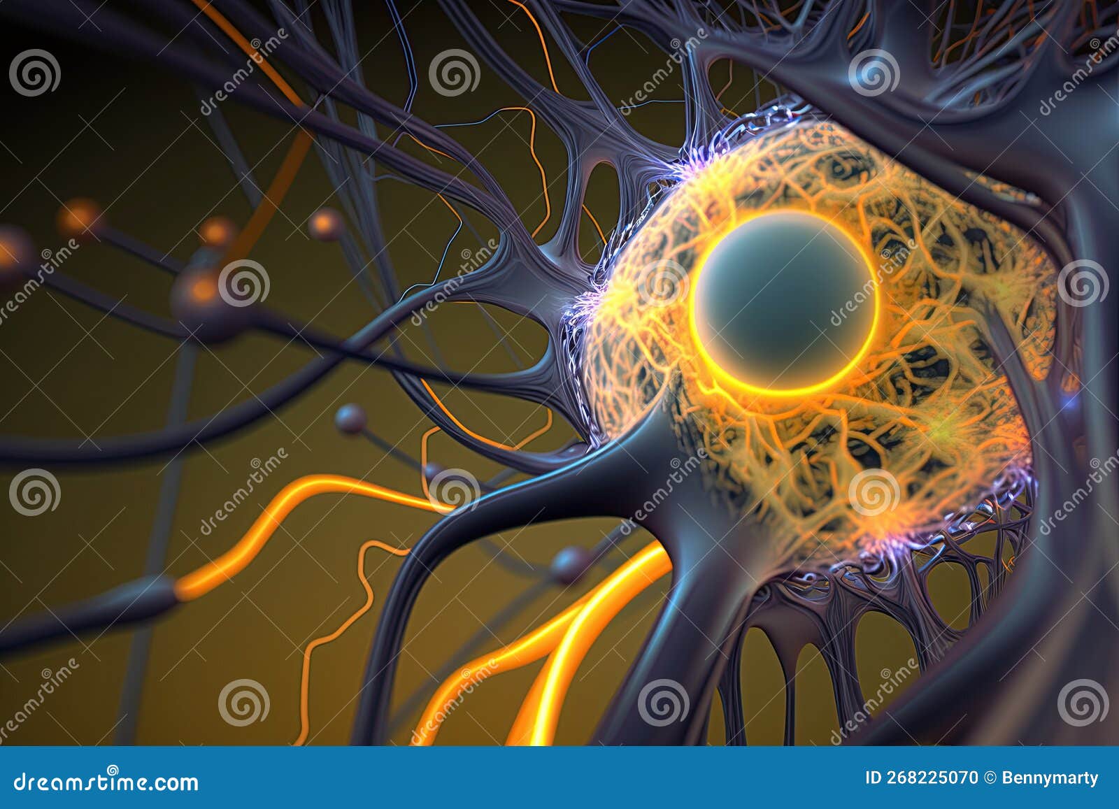 Neurons of Neural Network of Electronic Brain Stock Illustration ...