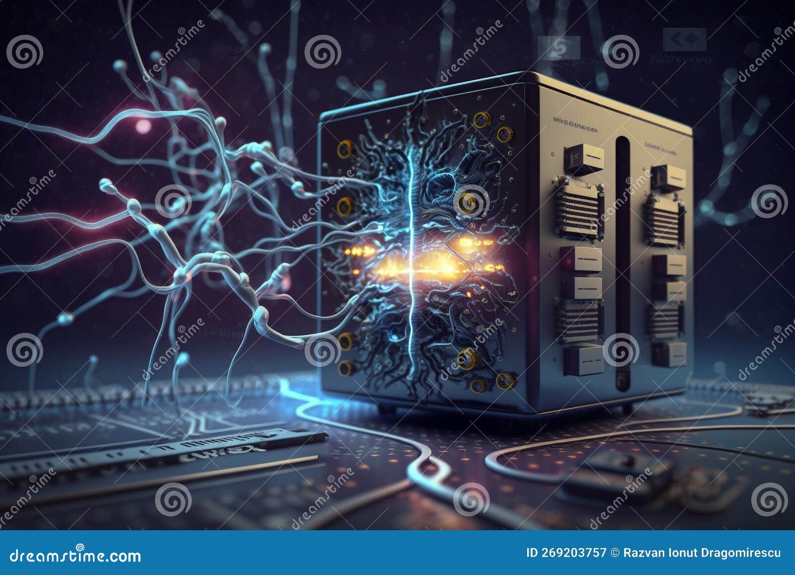 Neural Network With Glowing Bioluminescence. The Image Represents The ... Neural Network With Glowing Bioluminescence. The Image Represents The ...