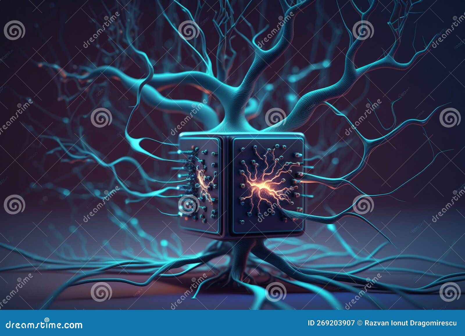 Neural Network With Glowing Bioluminescence. The Image Represents The ... Neural Network With Glowing Bioluminescence. The Image Represents The ...