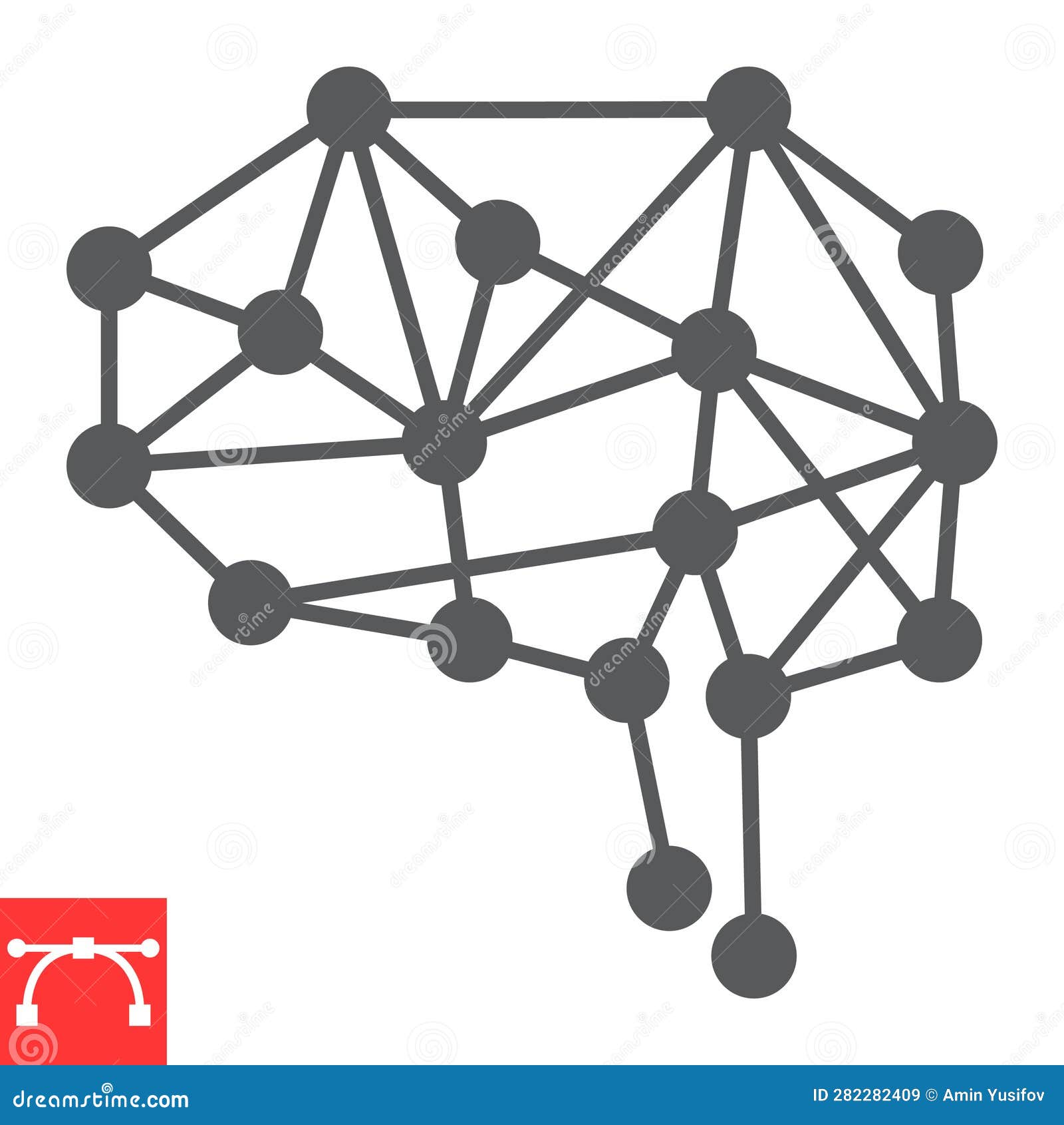 Neural network glyph icon stock vector. Illustration of concept - 282282409