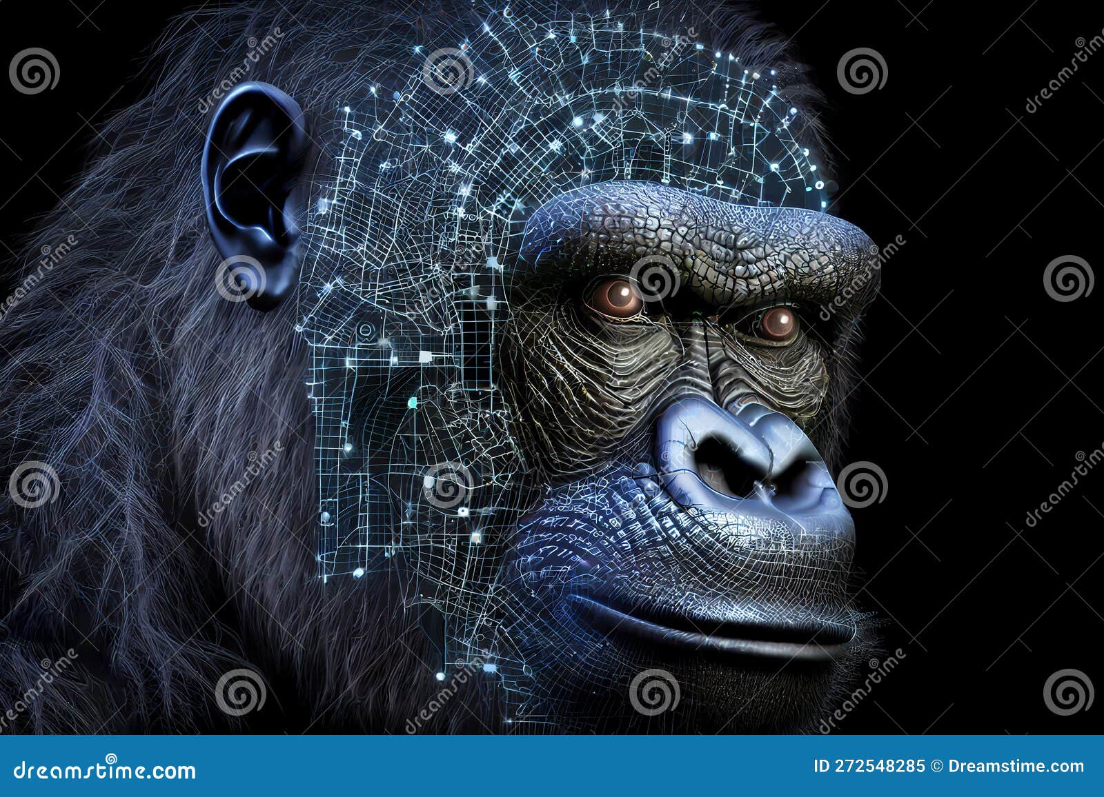Neural Network Of A Gorilla Brain With Data And Artificial Intelligence ...