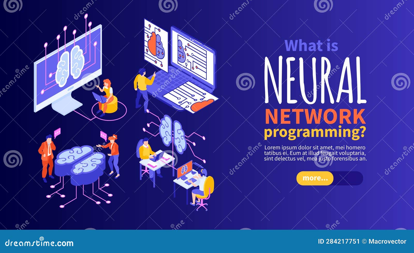 Neural Network Horizontal Banner Stock Vector - Illustration of science ...