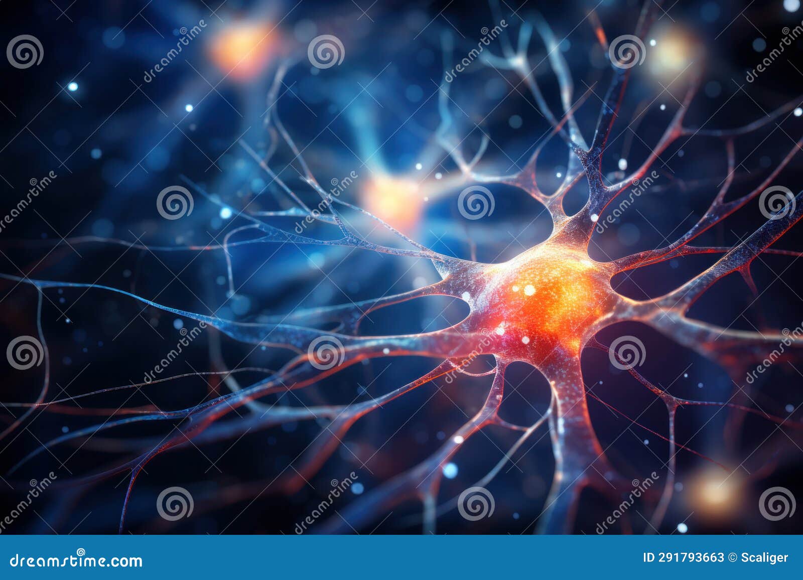 Neural Network Macro View, Nerve Cell with Dendrites, Neuron Close-up ... Neural Network Macro View, Nerve Cell with Dendrites, Neuron Close-up ...