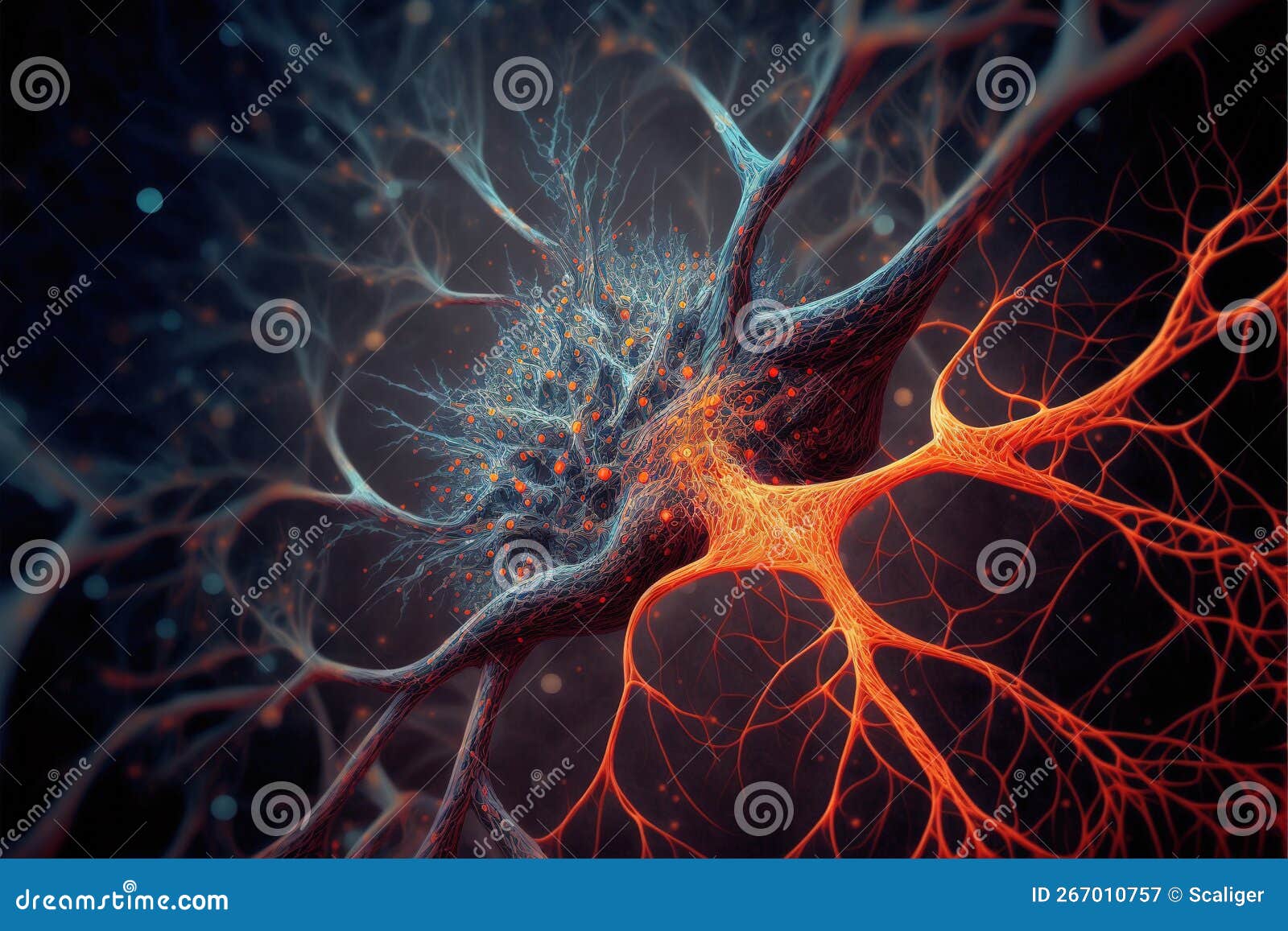 Neural Network, Macro View of Neurons Inside Brain, Illustration, Generative AI Stock ...
