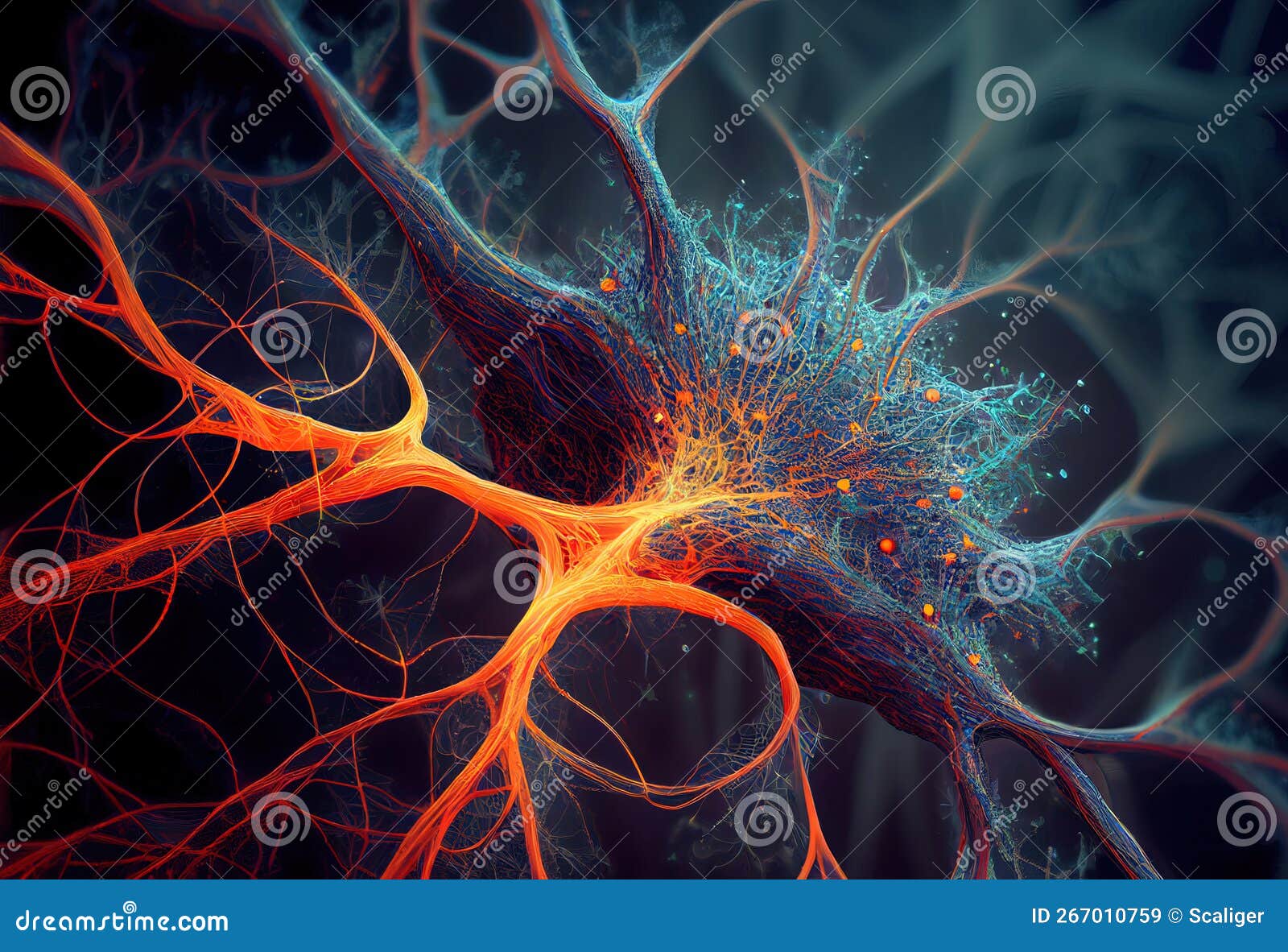 Neurons Inside A Human Brain, Neural Cerebral Structure, Extreme Close ...