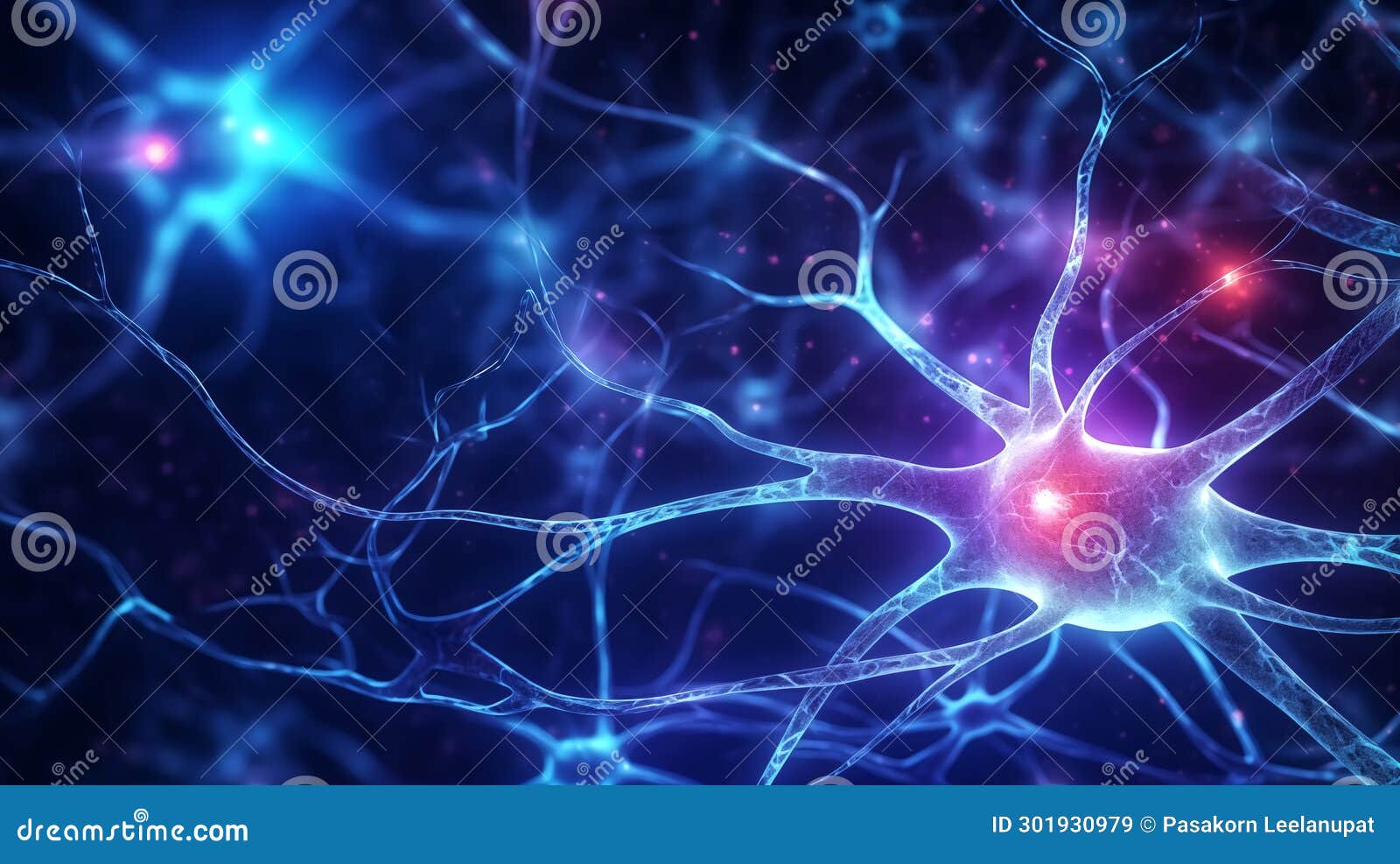Glowing Neuron Network in Human Brain Under Fluorescence Light Stock ...