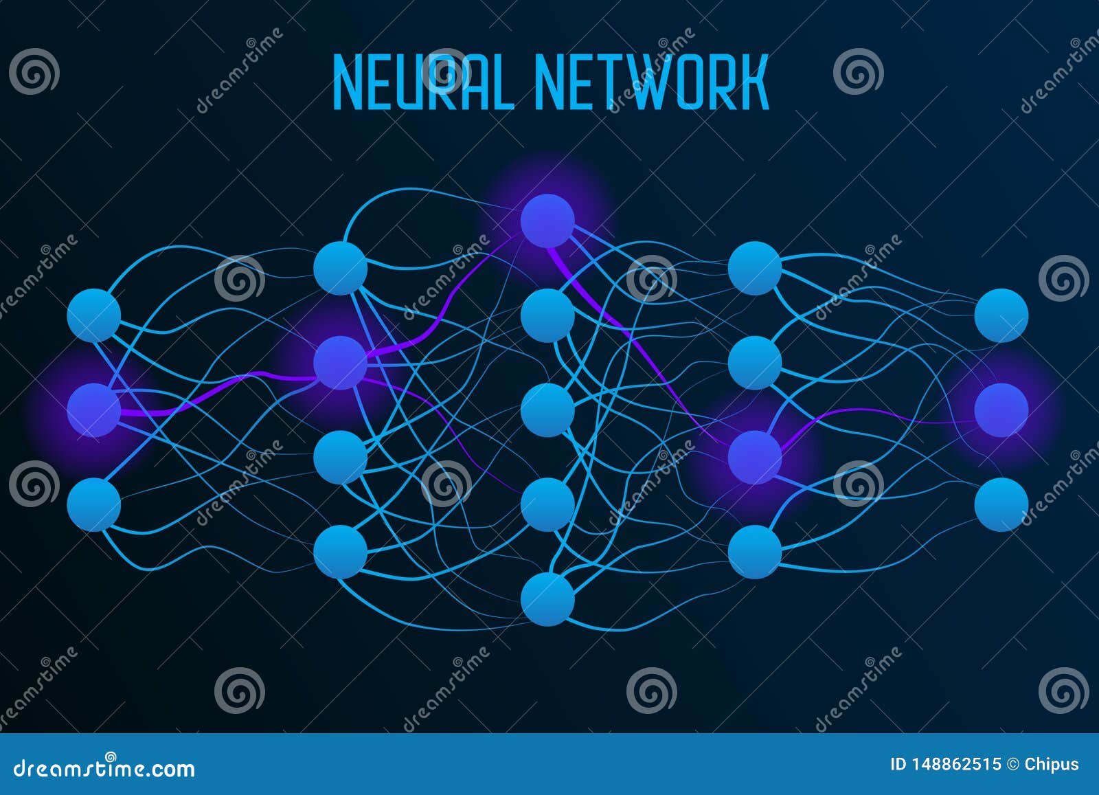 Neural Network Model with Real Synapses between Neurons Stock Vector ...