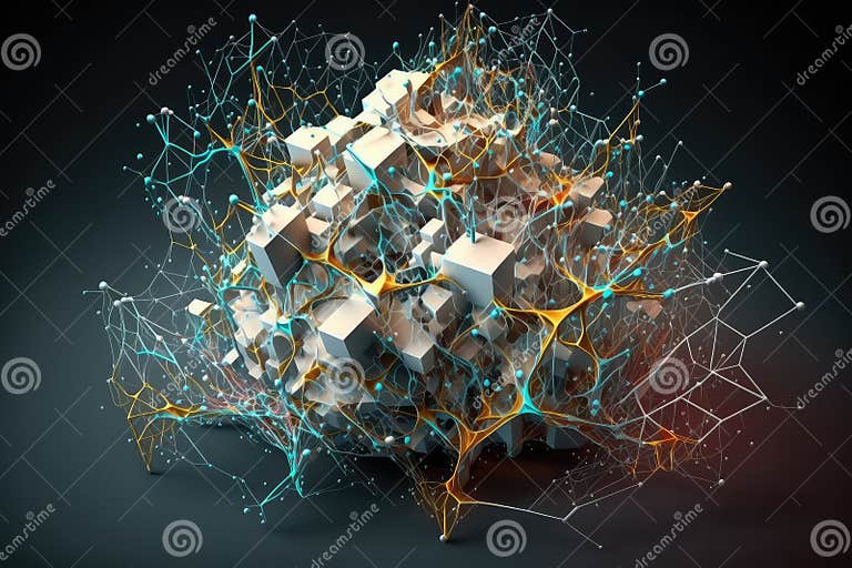 Neural Network, with Nodes and Connections Visualized in 3d Stock ...