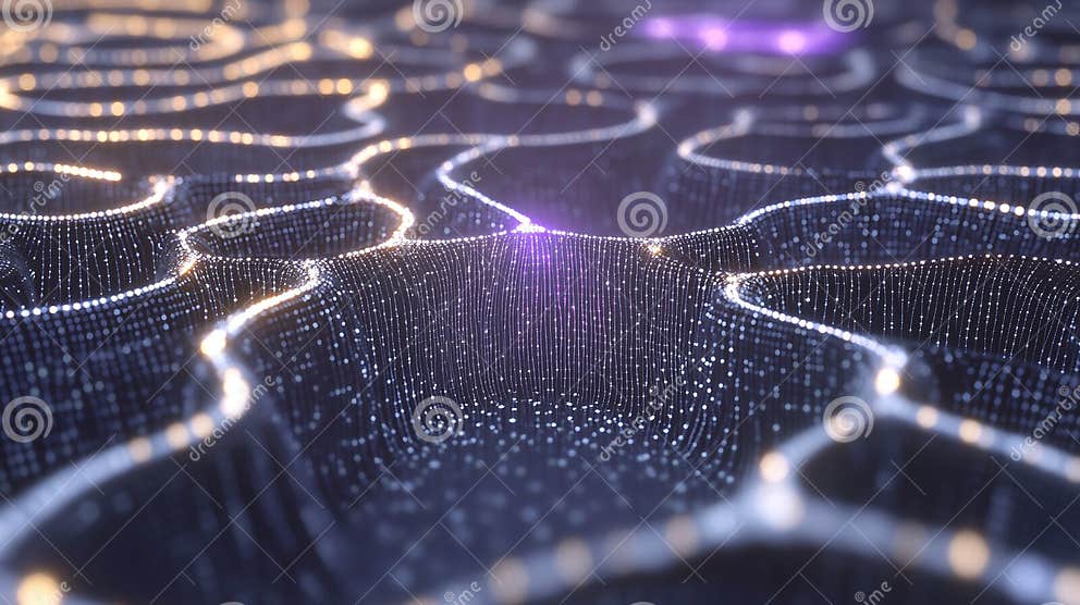 Neural Network Pattern Recognition Visualization Featuring Interconnected Nodes In Holographic