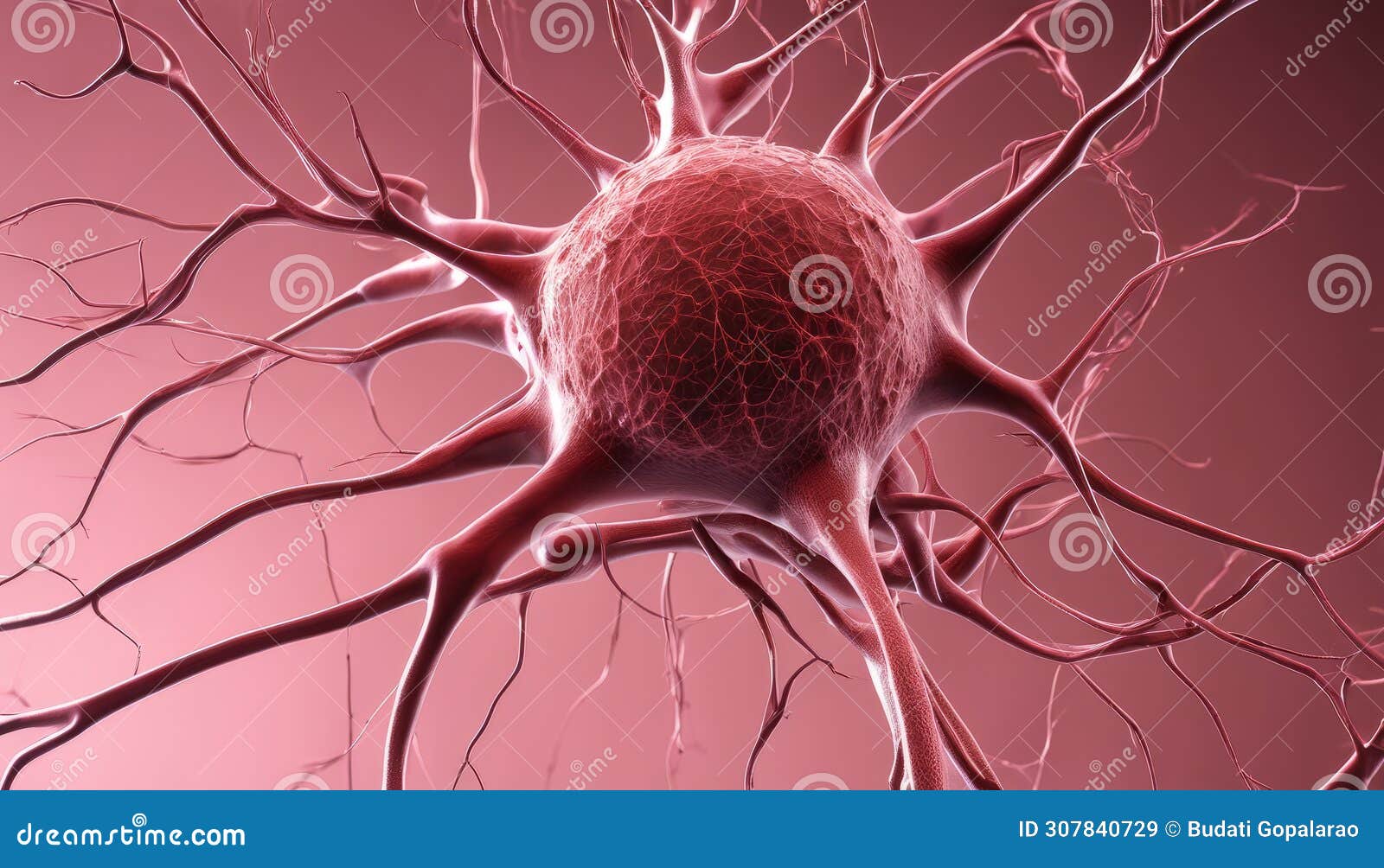 Neural Network in a Pink Hue, a Complex Web of Synapses and Dendrites ...