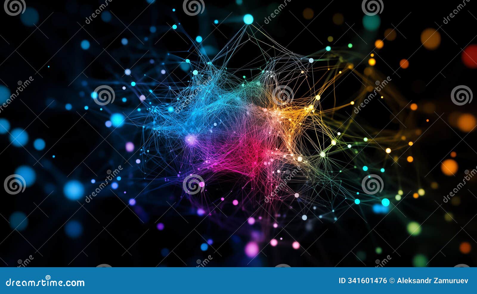 A Neural Network is Portrayed with Colorful Nodes Connected by ...
