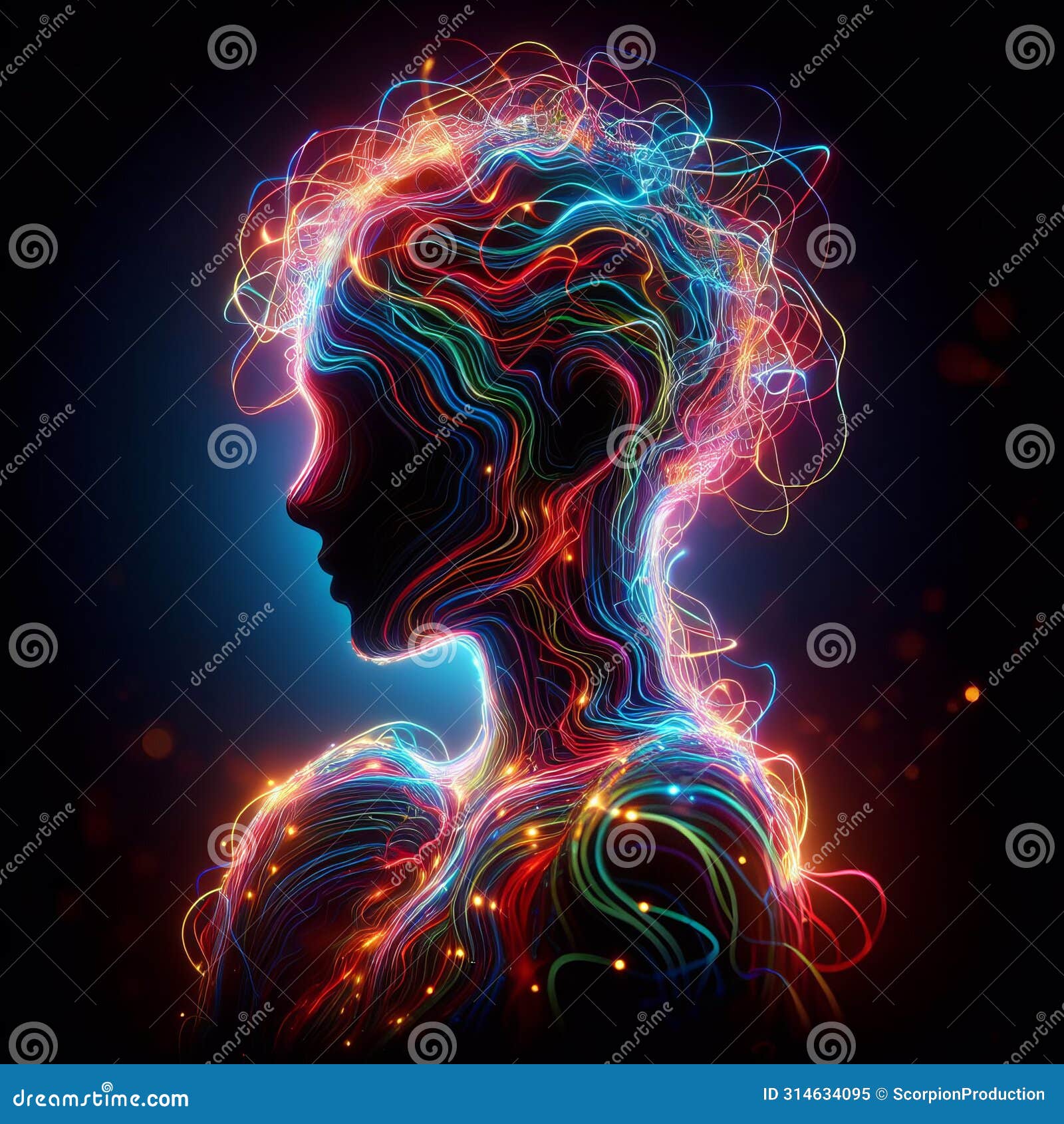 Neural Network Profile Illustration Stock Image - Image of intelligence ...