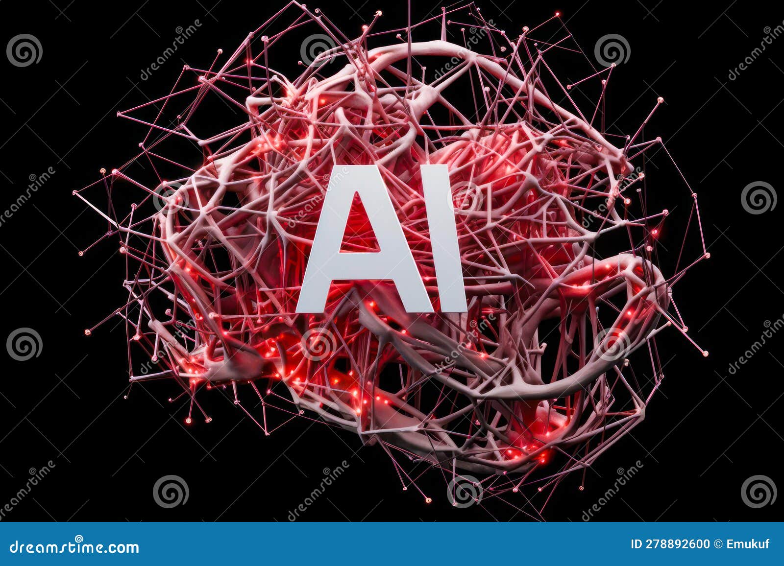 Neural Network Red Logo Generative Ai Stock Illustration - Illustration ...