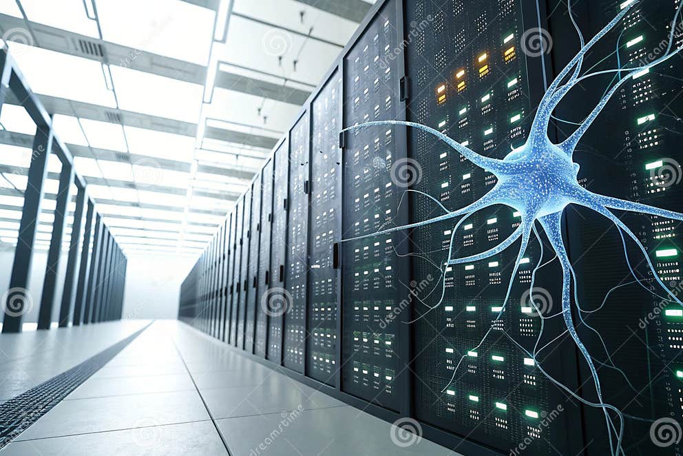 Neural Network Representation of AI with Binary Code and Data Transmission Stock Illustration ...