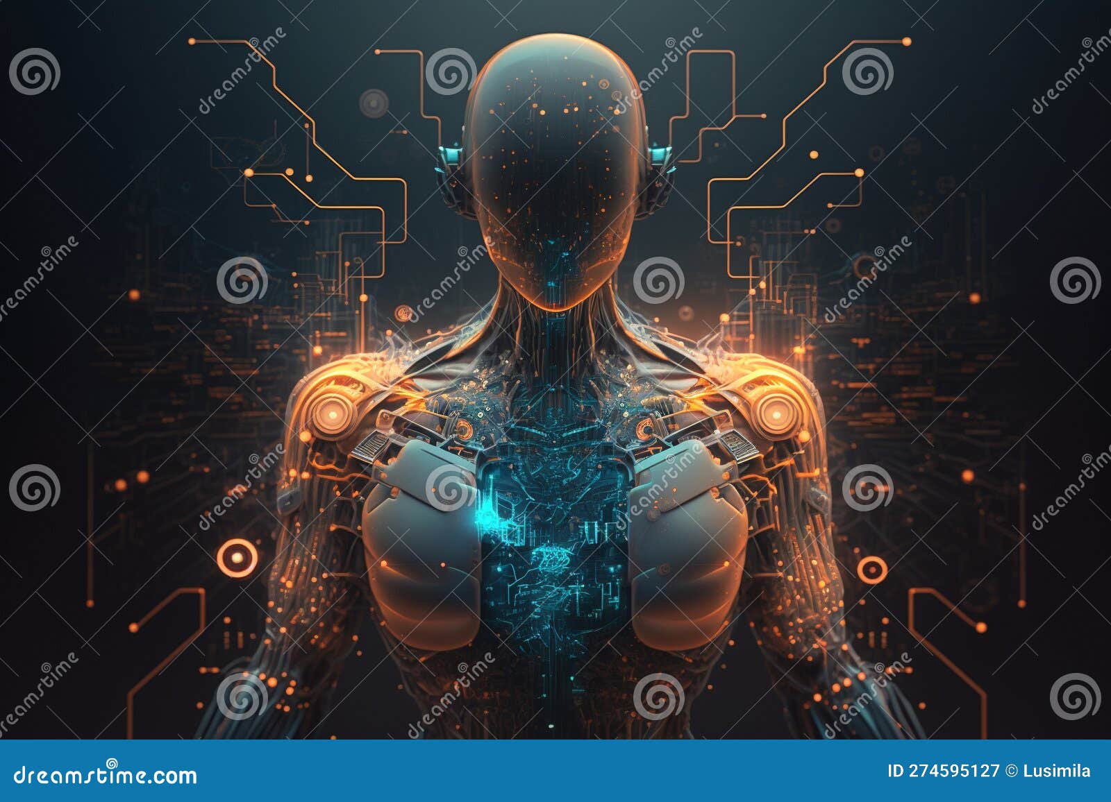 Neural network robot stock illustration. Illustration of neural - 274595127