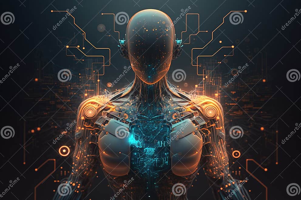 Neural network robot stock illustration. Illustration of neural - 274595127