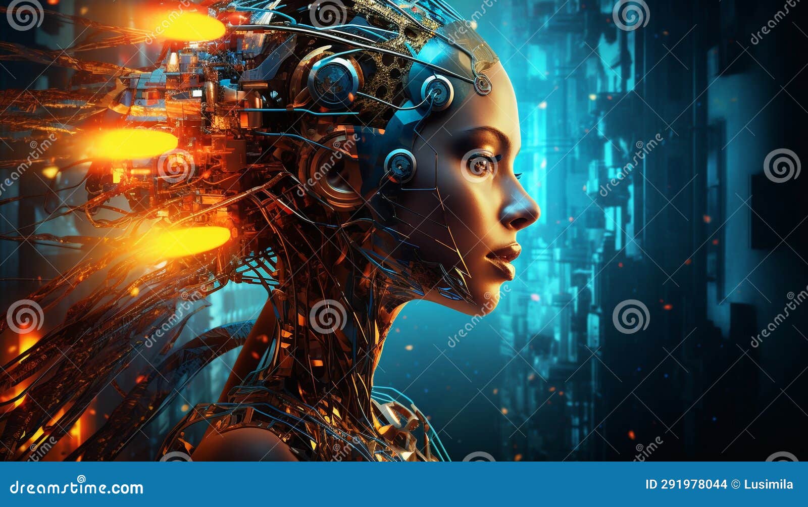 Neural network robot stock photo. Image of deep, intelligence - 291978044