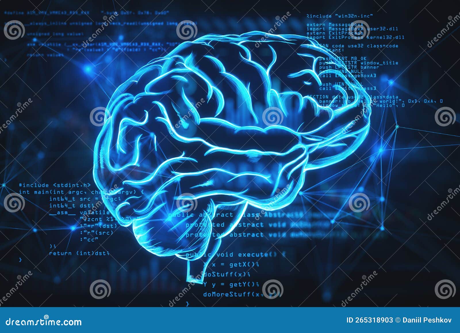 Neural Network and Scientific Technology Concept with Digital Glowing ...