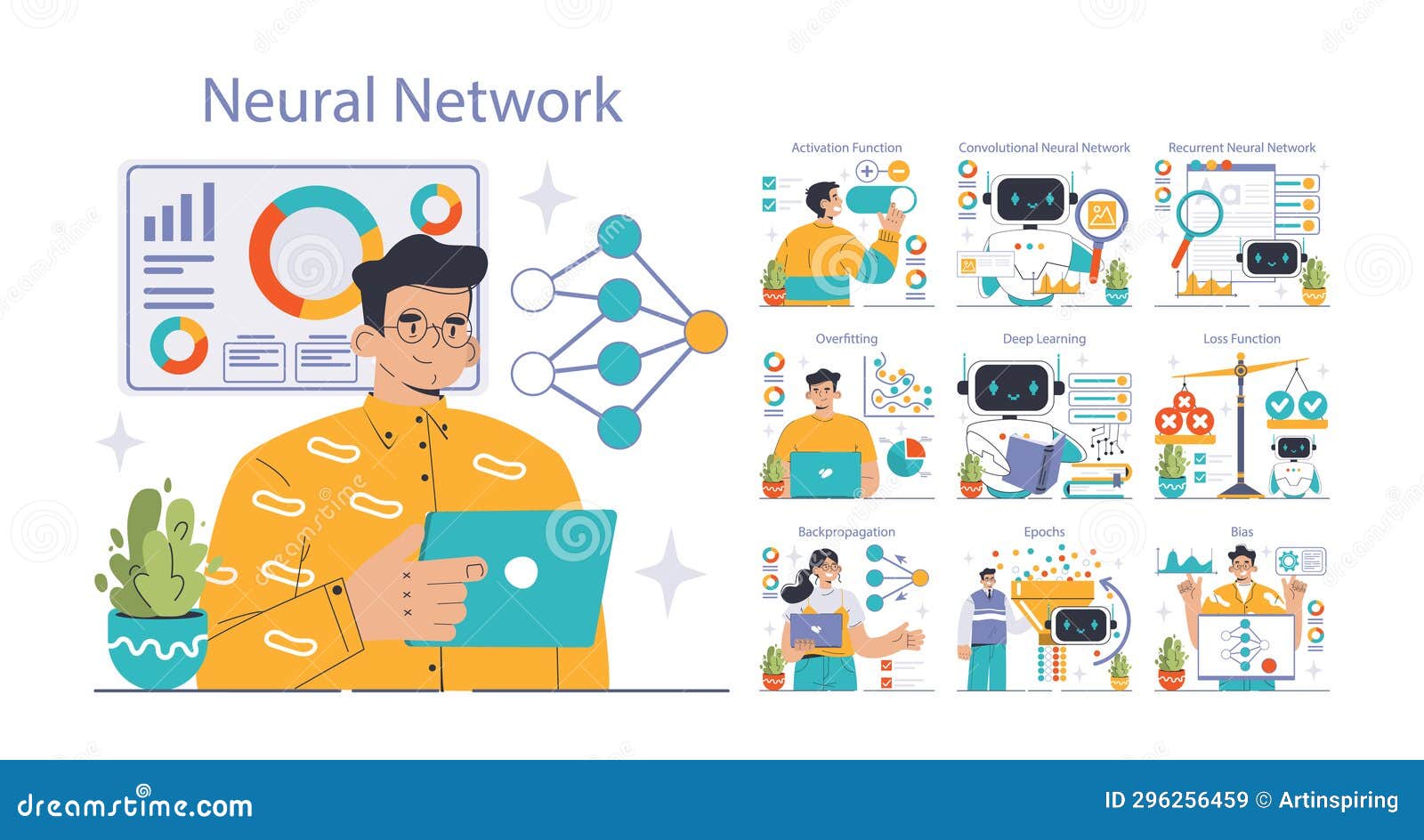 Neural Network Set. Flat Vector Illustration Stock Vector ... Neural Network Set. Flat Vector Illustration Stock Vector ...