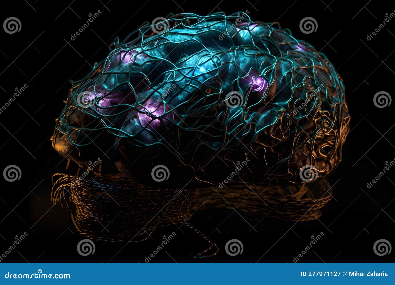 Neural Network In The Shape Of A Human Brain With Glowing Connections