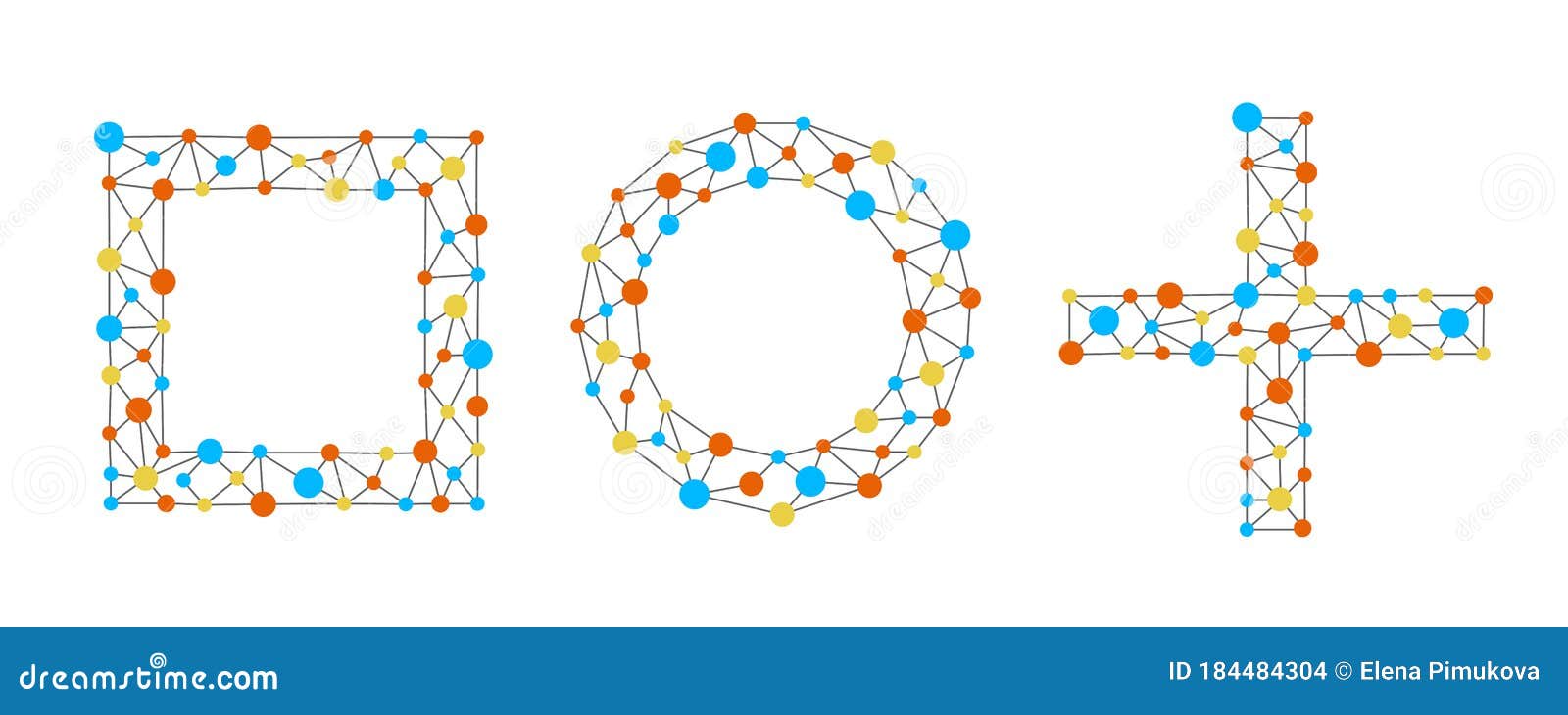 Neural Network in Shapes of Circle, Square, and Plus. Neural Network of ...