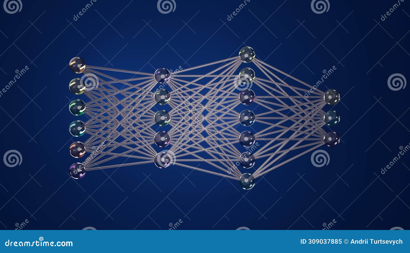 Neural Network Structure 3d Model Of Neurons And Connections 3d