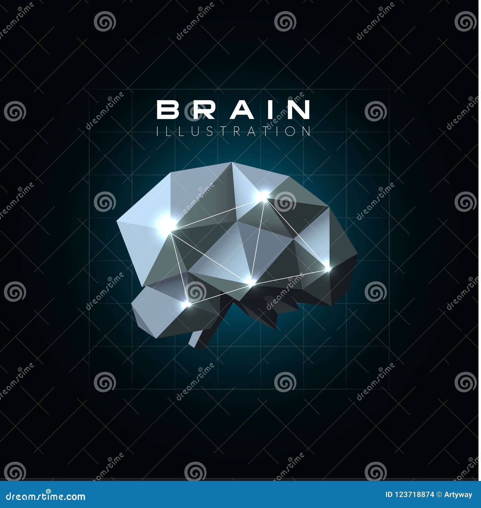 Neural Network Structure Vector Illustration. Abstract Polygonal Brain ...