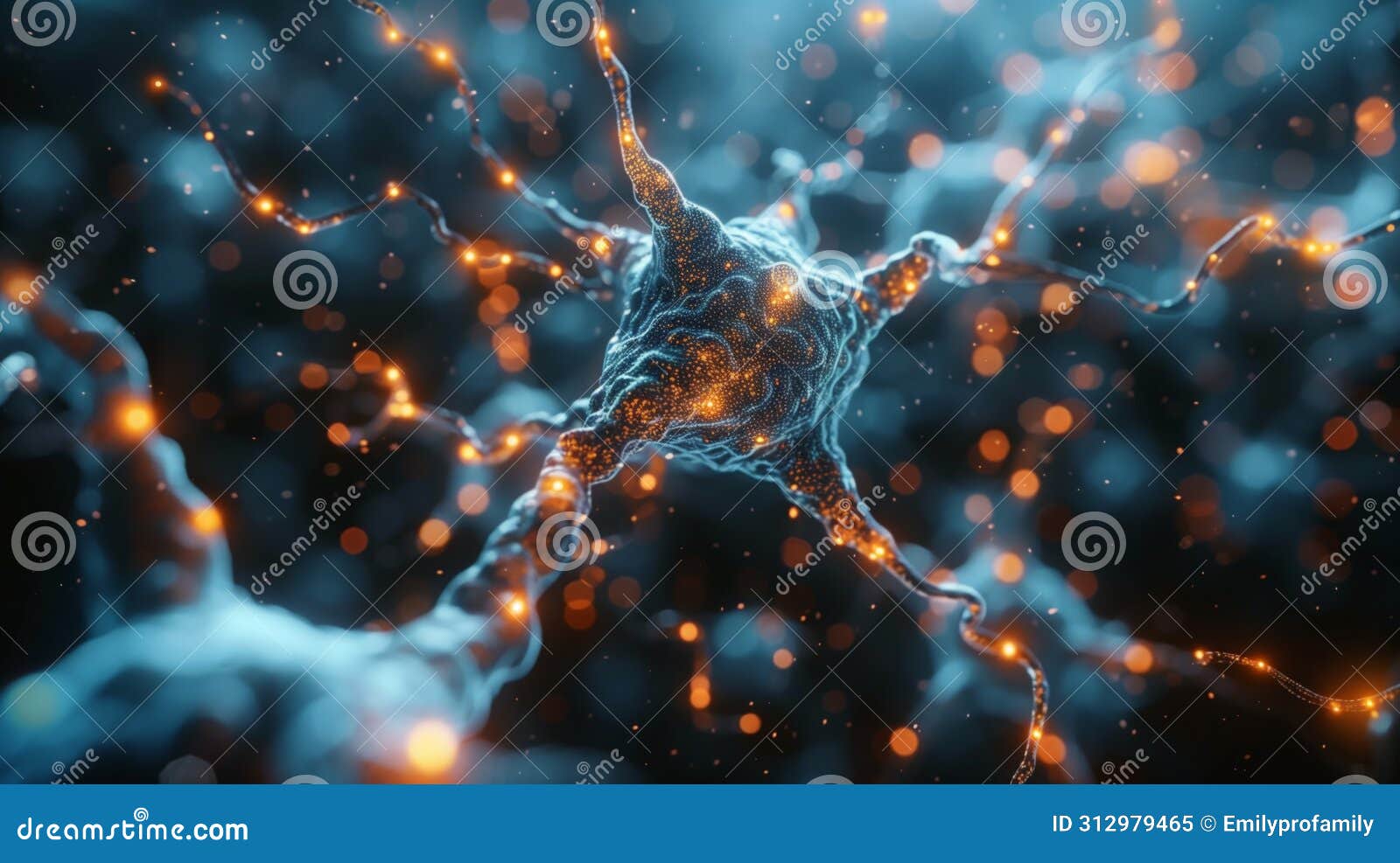 Neural Network Synapse Simulation In Detail Stock Illustration