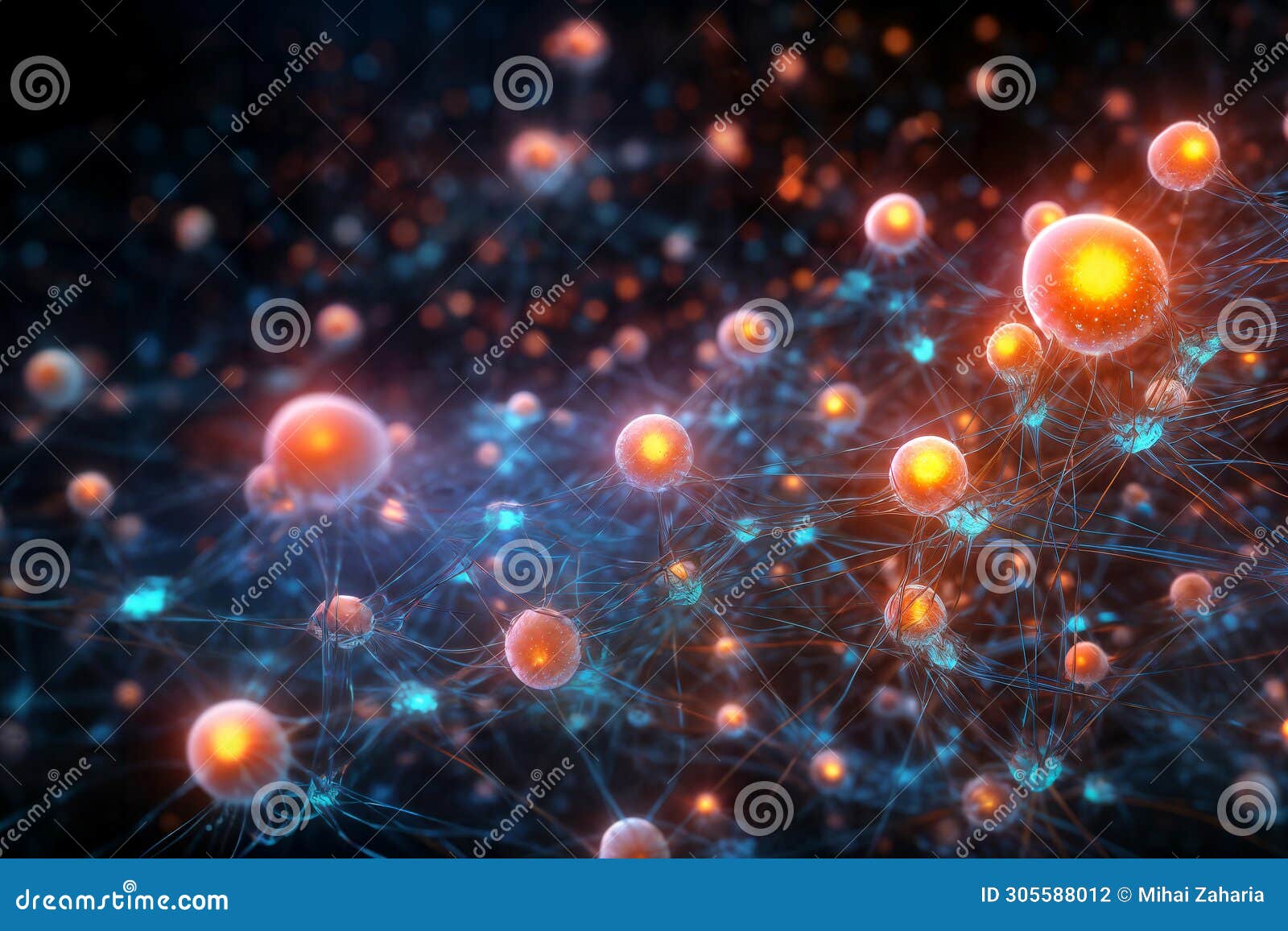 Neural Network Synapse Visualization Created With Generative Ai Stock
