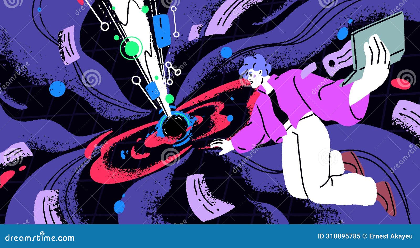 Neural Network, Virtual Reality, Deep Learning Concept. Person Work ...