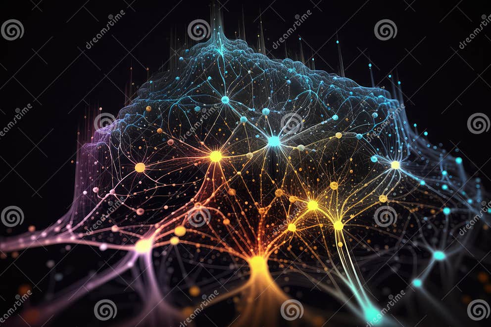 Neural Network, with Visualization of Connections and Data Flow Stock ...