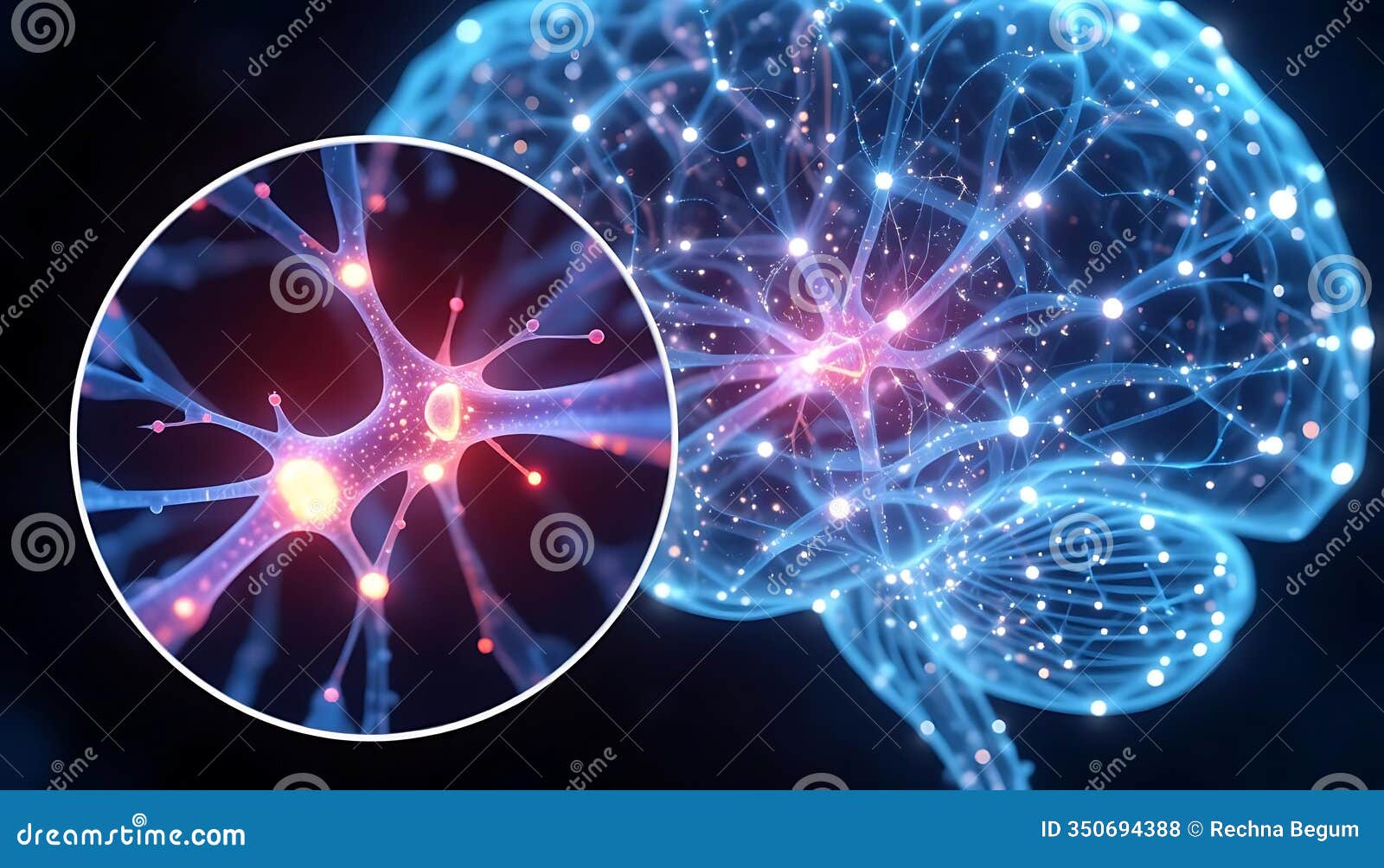 Neural Network Visualization with Glowing Brain Details Stock ...