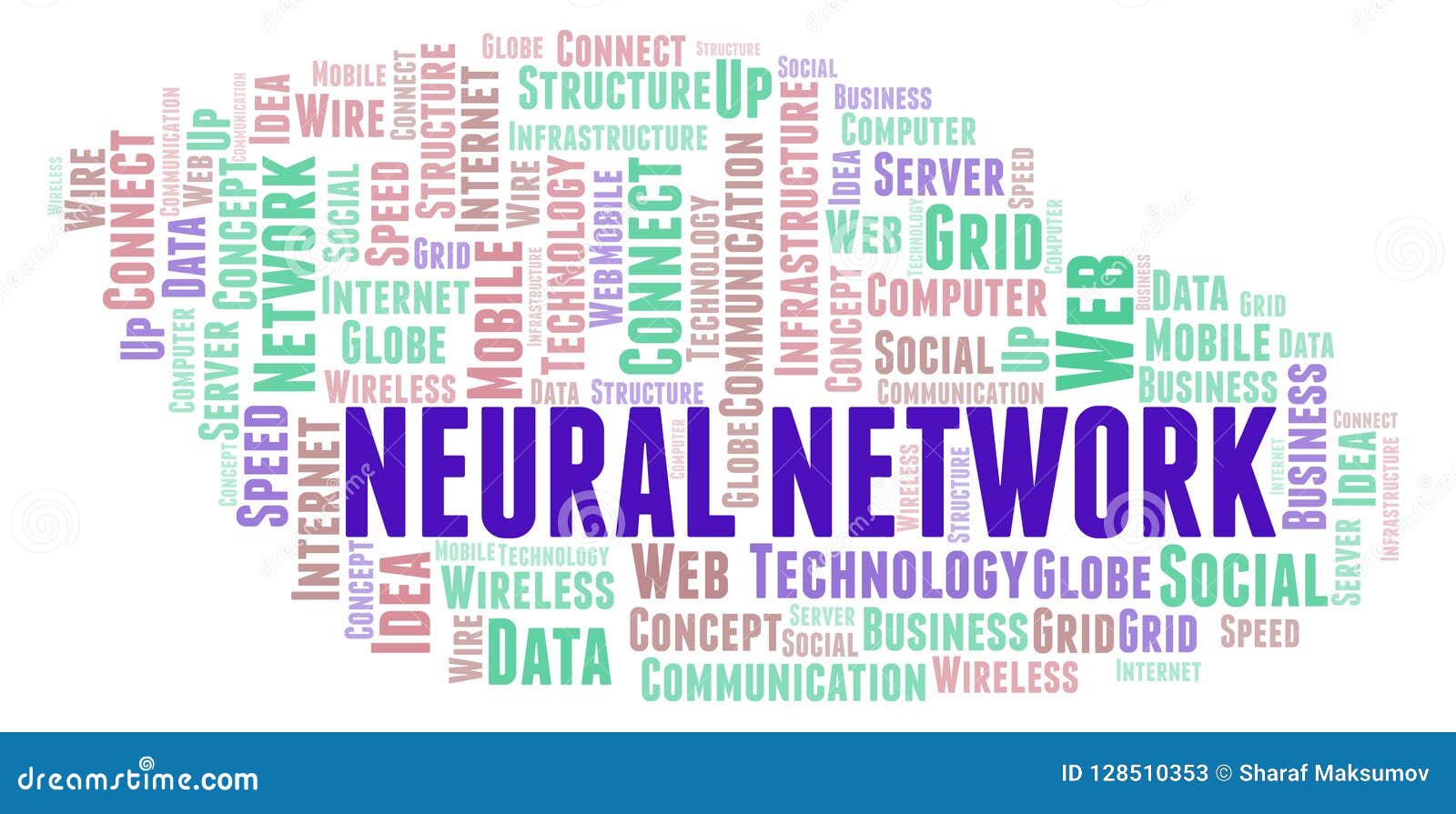 Neural Network word cloud. stock illustration. Illustration of concept ...