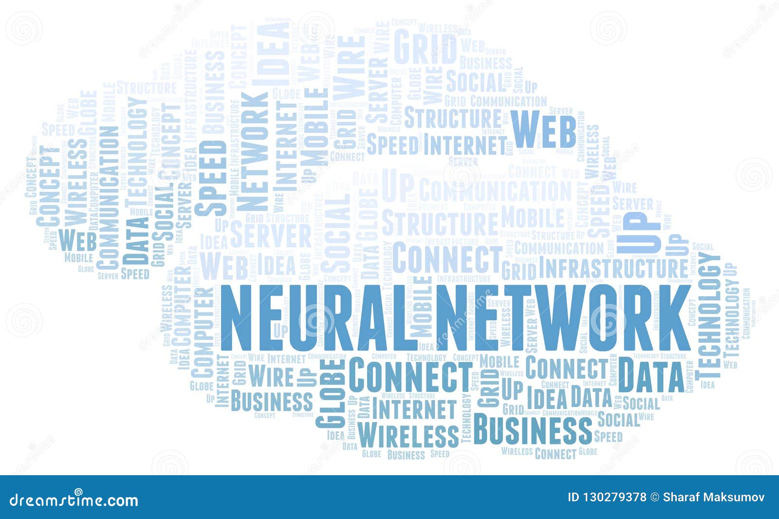 Neural Network word cloud. stock illustration. Illustration of connect ...