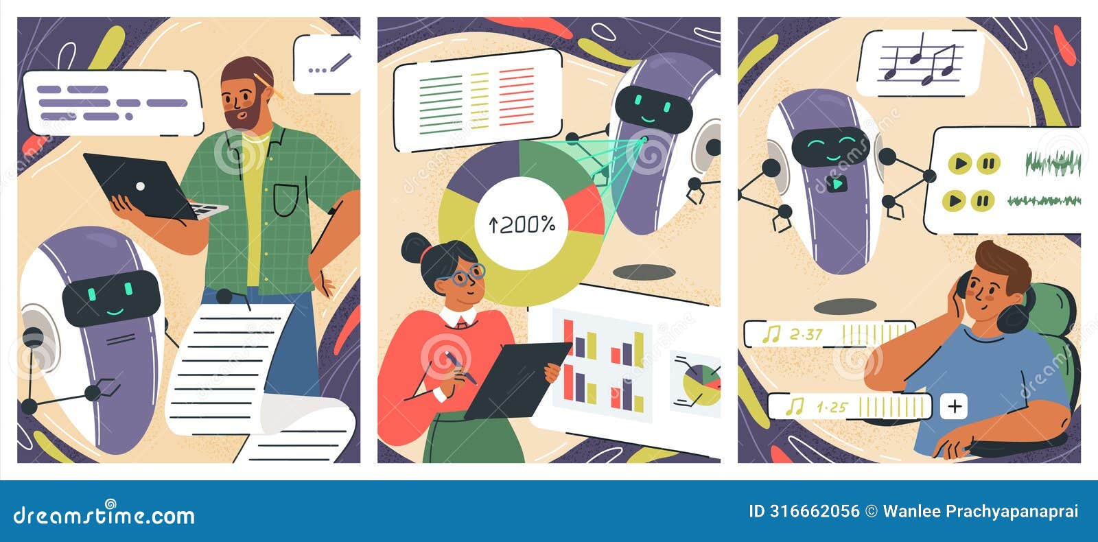 Neural Networks and Artificial Intelligence Helping People Stock Vector ...