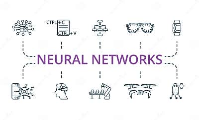 Neural Networks Icon Set. Monochrome Simple Neural Networks Icon ...