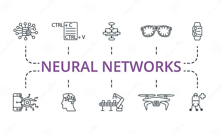 Neural Networks Icon Set. Monochrome Simple Neural Networks Icon ...