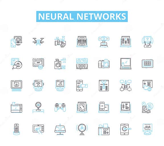 Neural Networks Linear Icons Set. Perceptron, Backpropagation, Deep ...