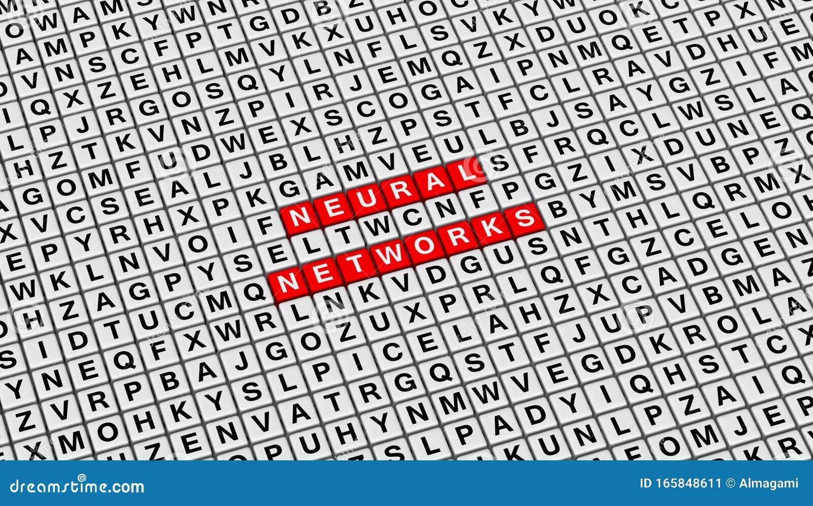 Neural Networks Words on 3D Cubes Background Stock Illustration ...
