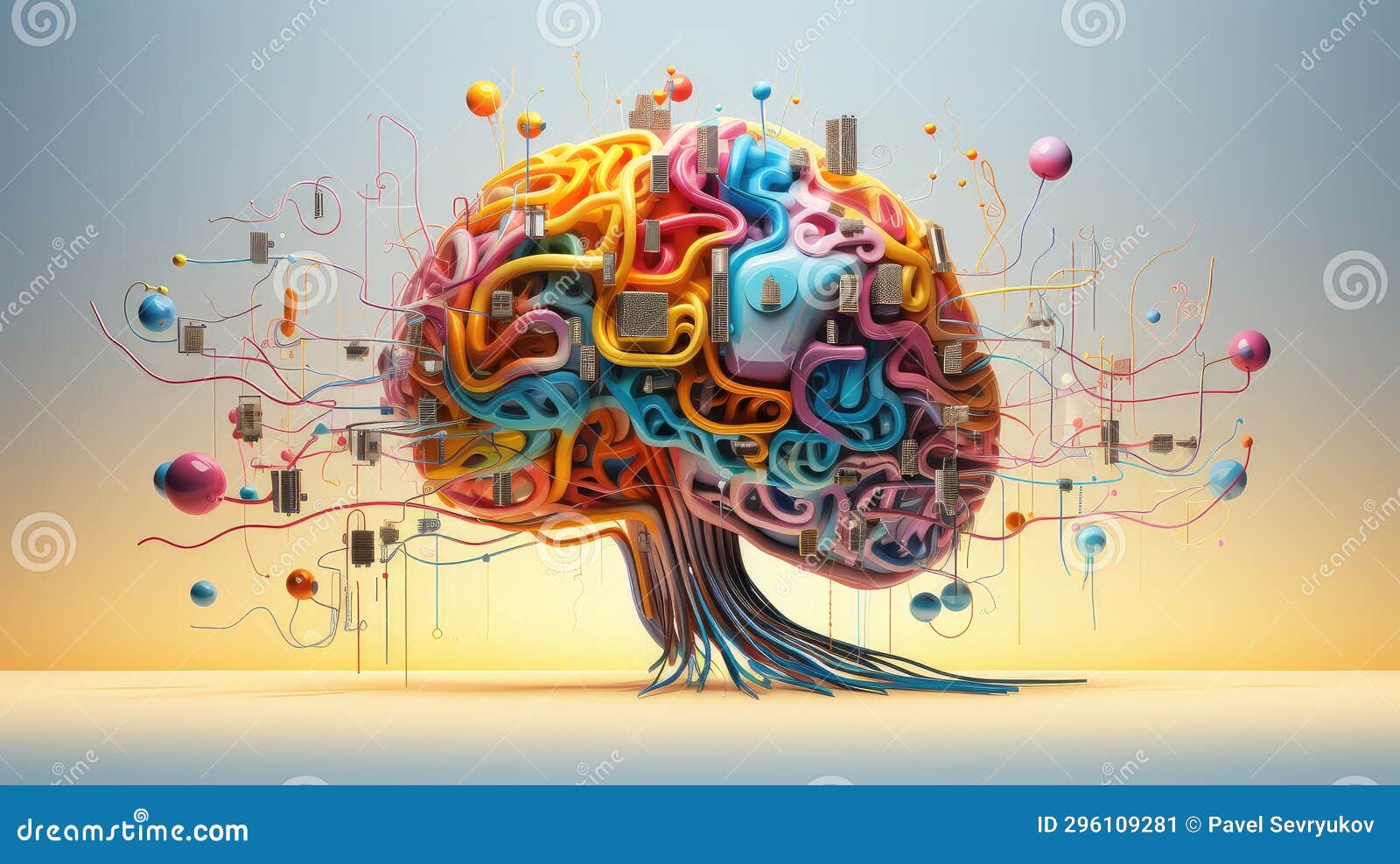 Neuroprocessor. An Abstract 3D Illustration Of A Chip Processor With ...
