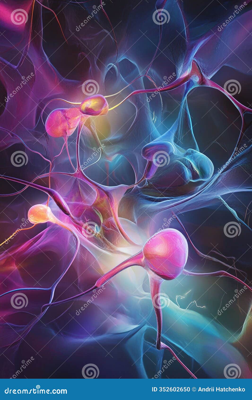 Neural Pathways Illuminated With Neon Pulse Effects Stock Photography ...