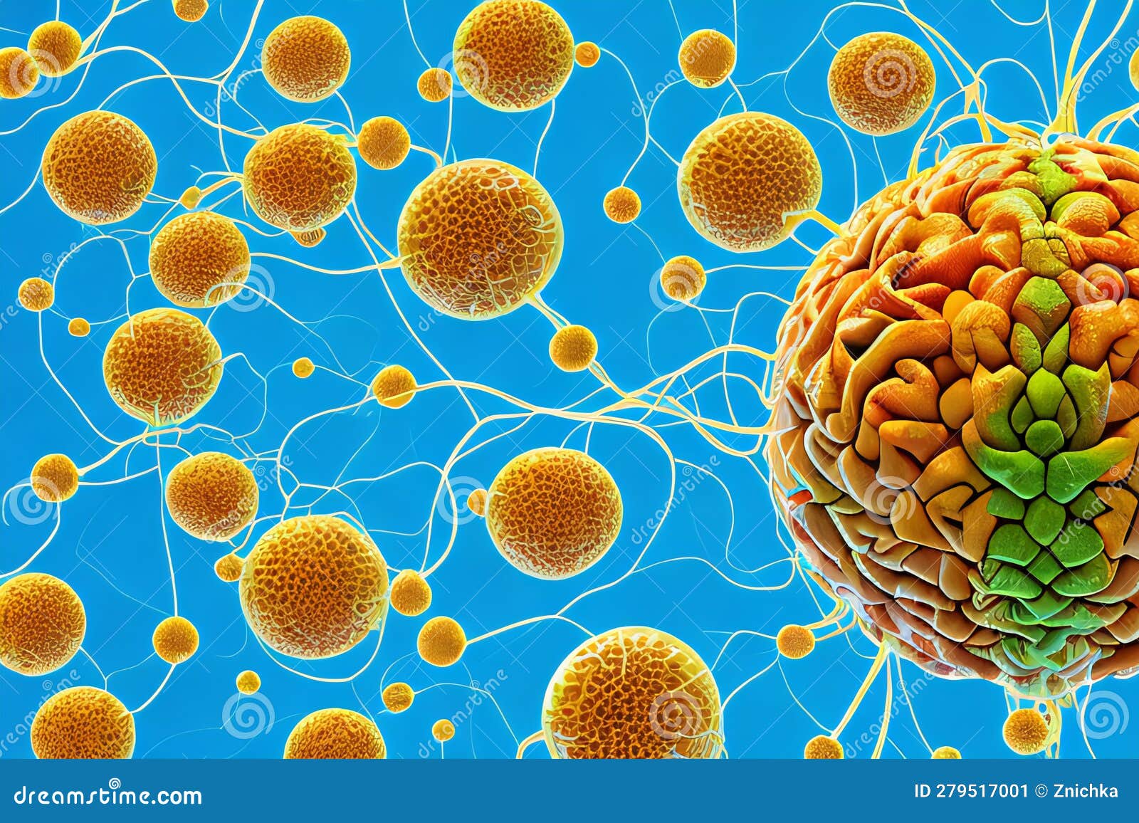 Glowing Brain Cells and Networks, Seen Under Microscope Lens Stock ...