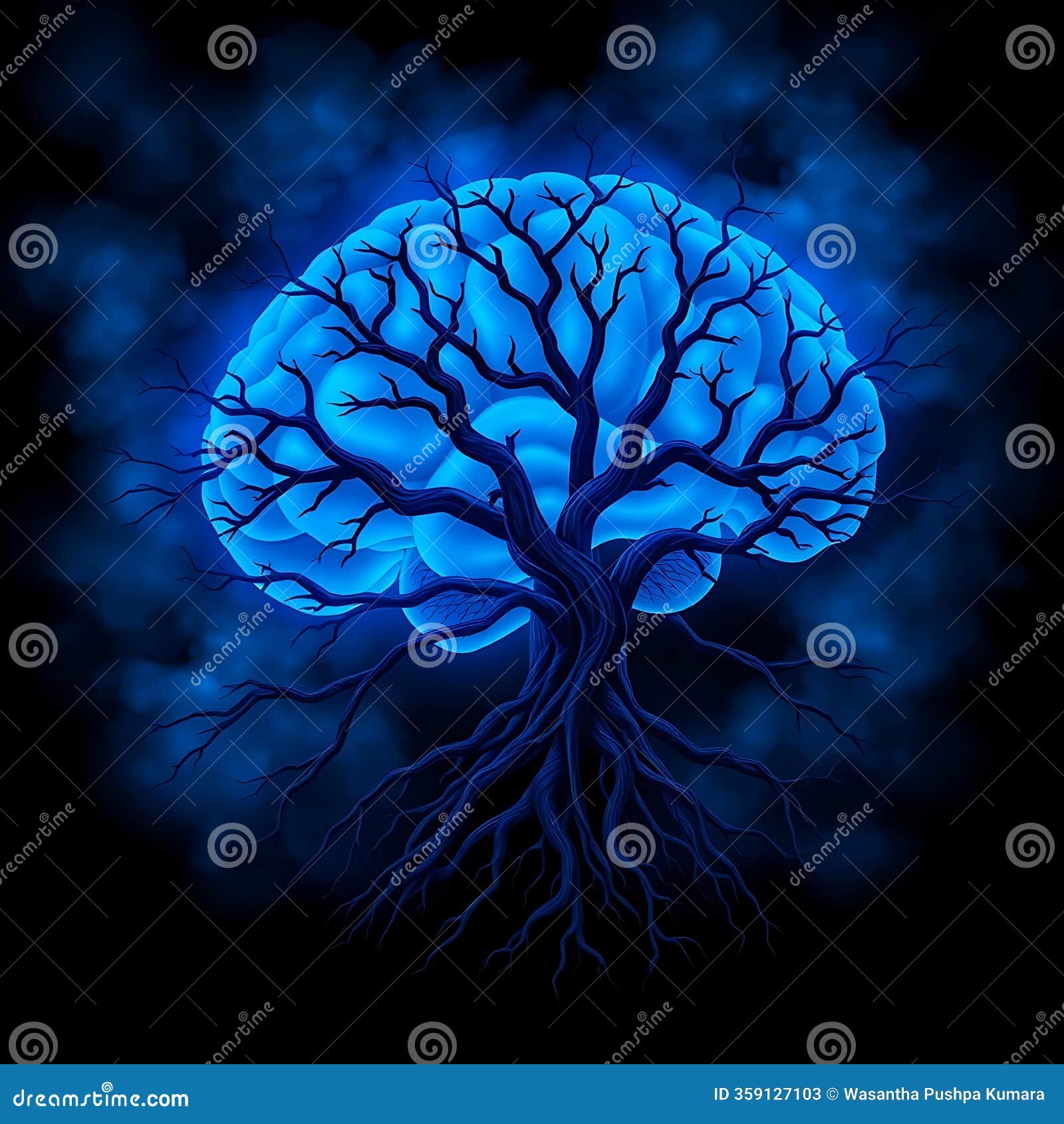 Neural Roots the Brain Tree Connection Stock Illustration ...