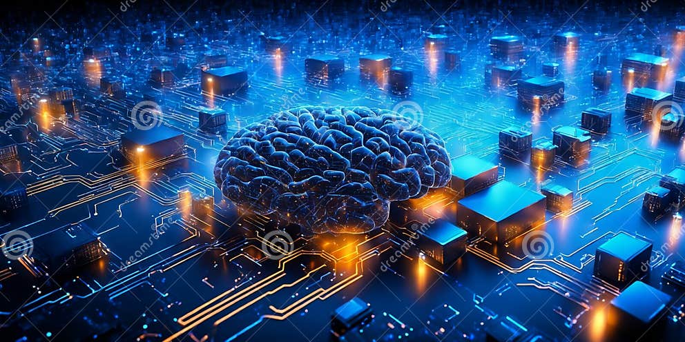 Neural Synthesis: AI As the Industry Cortex Stock Illustration ...