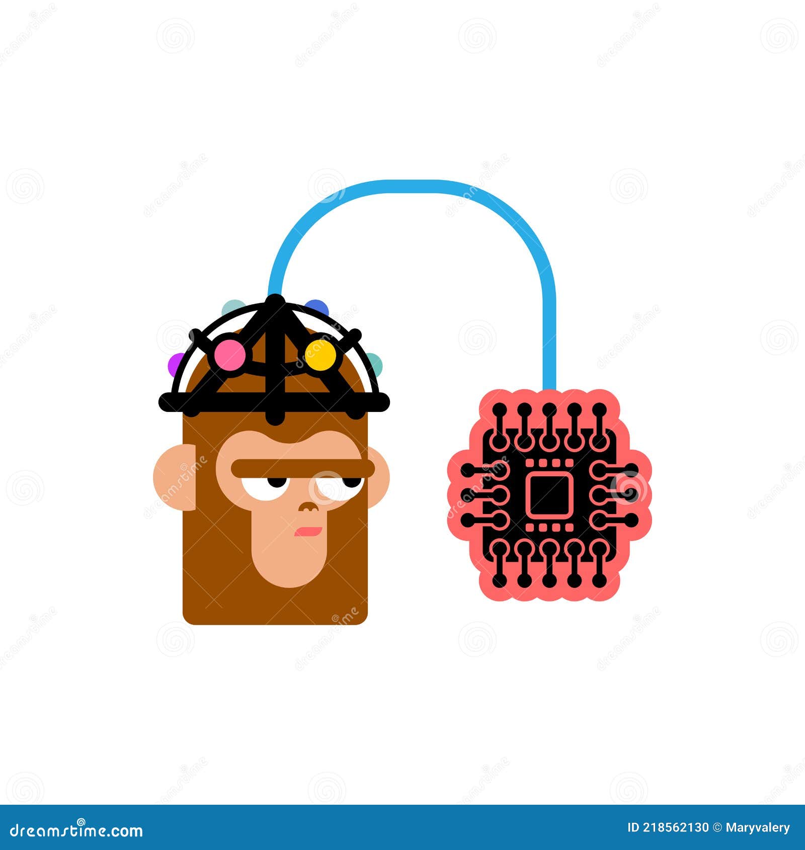 Neuralink Chip in Monkeys Brain. Artificial Intelligence Cyborg Stock ...