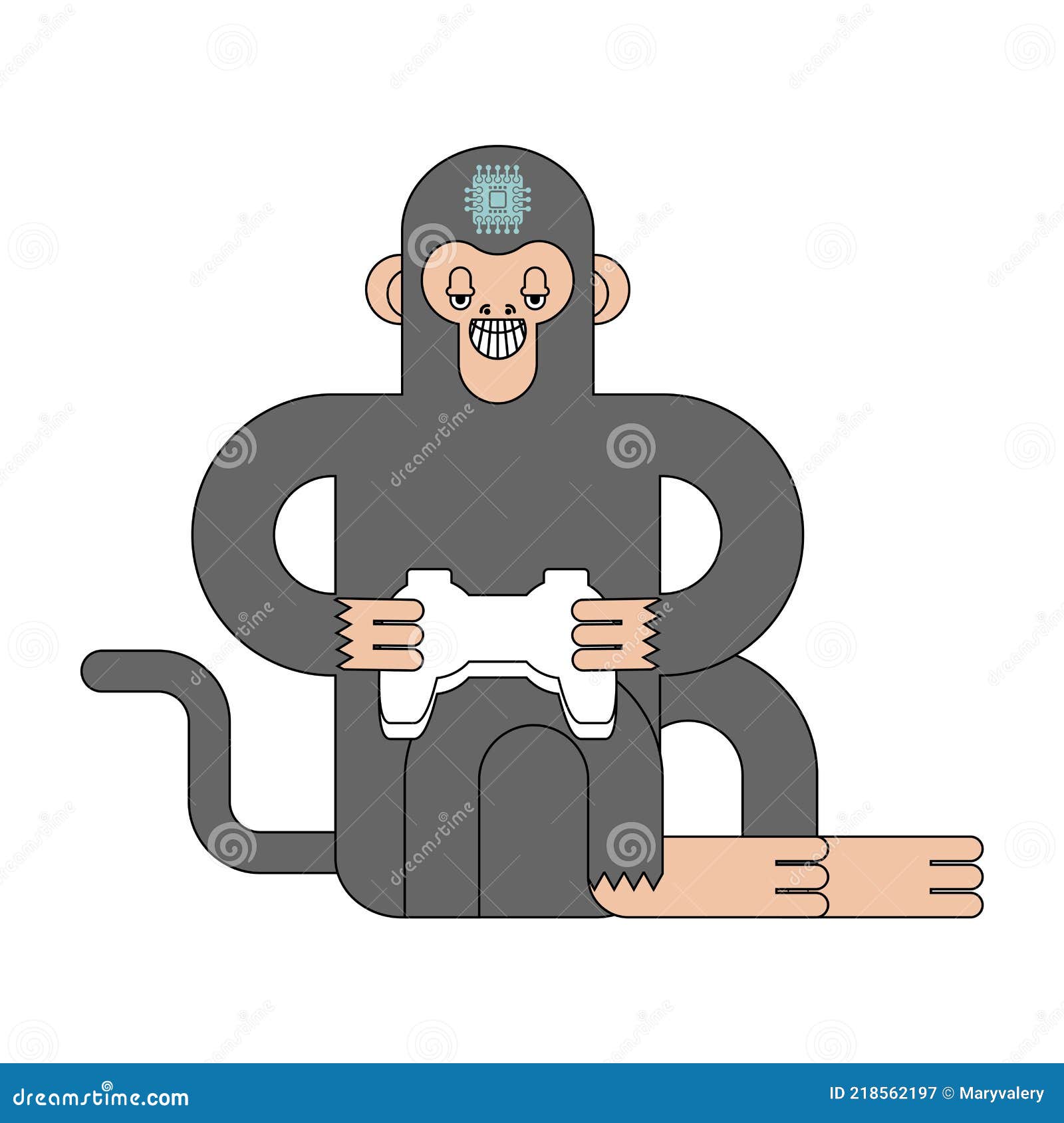 Neuralink Chip in Monkeys Brain. Monkey Playing Video Game Stock Vector ...