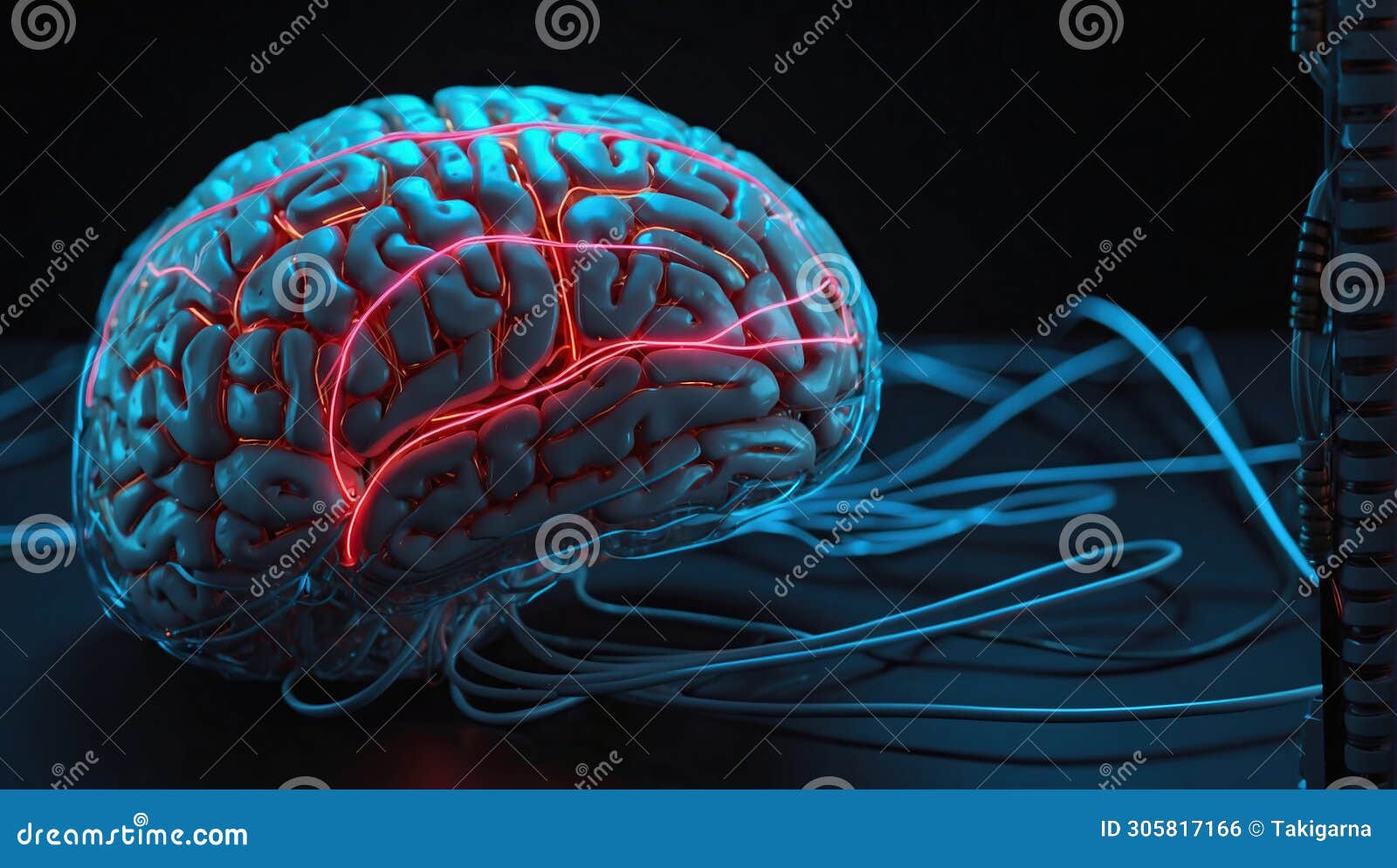 Neuralink in Human Brain with Wire, Using Generative Ai Stock ...