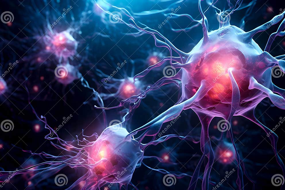 Neuro Cells Under the Microscope Stock Illustration - Illustration of ...