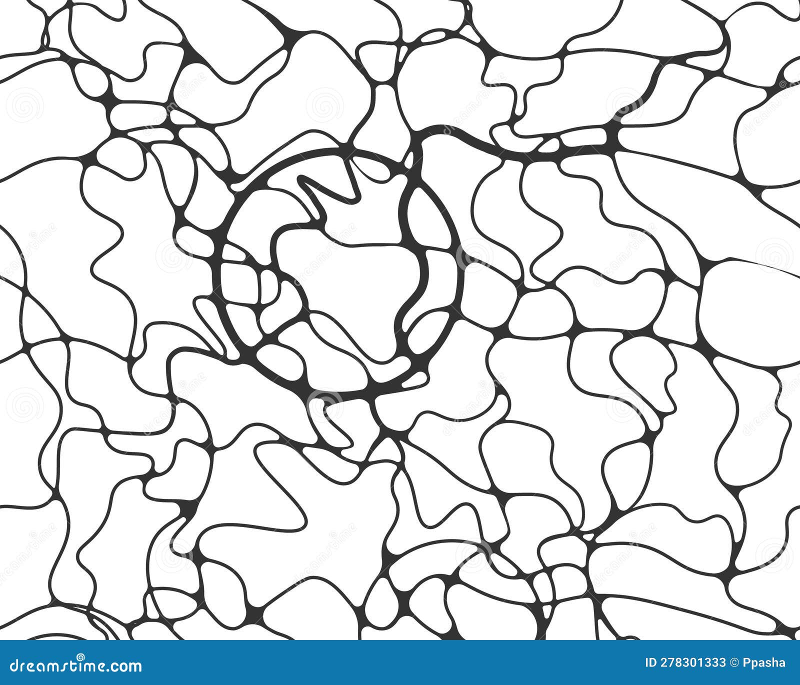 Neuro Graphics. Abstract Black and White Pattern with Smooth Lines and ...